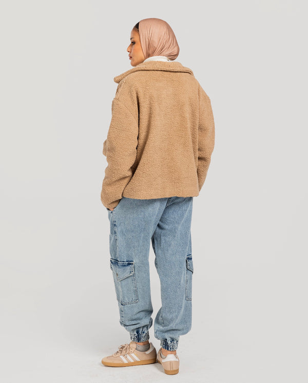 Short Beige Poodle Jacket - Theyab