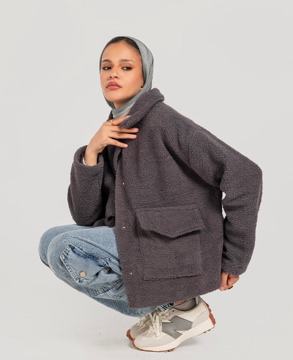 Short Grey Poodle Jacket - Theyab